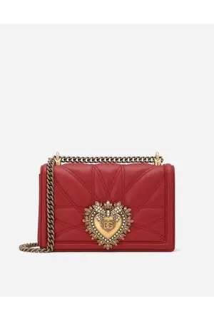 Dolce & Gabbana Medium Devotion Bag In Quilted Nappa Leather Red