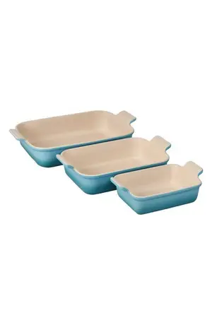 LE CREUSET The Heritage Set Of 3 Rectangular Baking Dishes - Caribbean