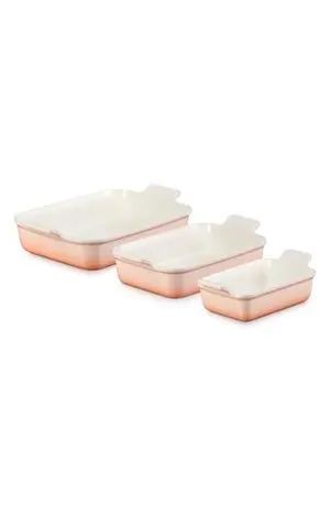 LE CREUSET The Heritage Set Of 3 Rectangular Baking Dishes - Peche