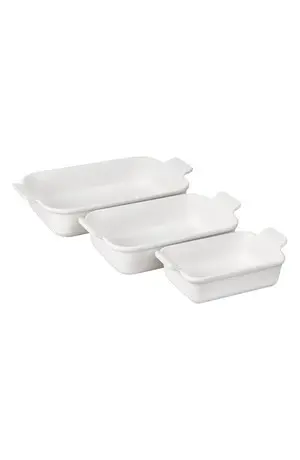 LE CREUSET The Heritage Set Of 3 Rectangular Baking Dishes - White