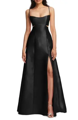Satin Cut Out Evening Gowns