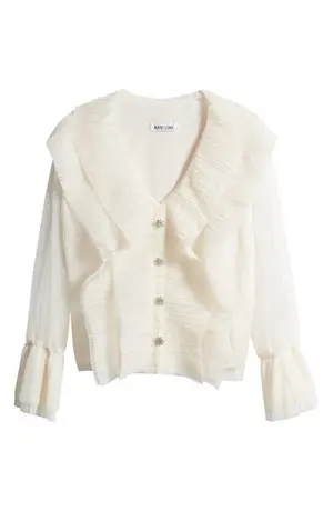 NIKKI LUND Gloria Ruffle Cardigan - Ivory