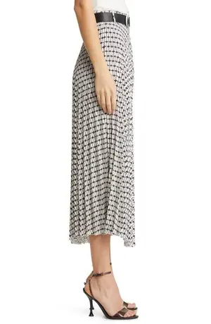 NIKKI LUND Brit Printed Pleated Maxi Skirt