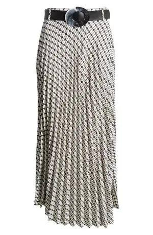 NIKKI LUND Brit Printed Pleated Maxi Skirt