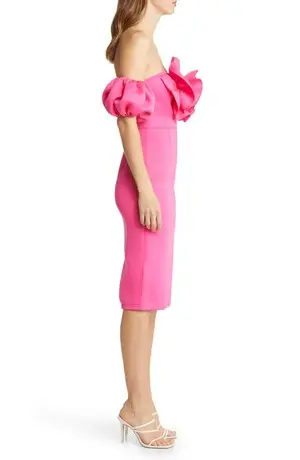 NIKKI LUND Norma Rosette Off-the-shoulder Dress
