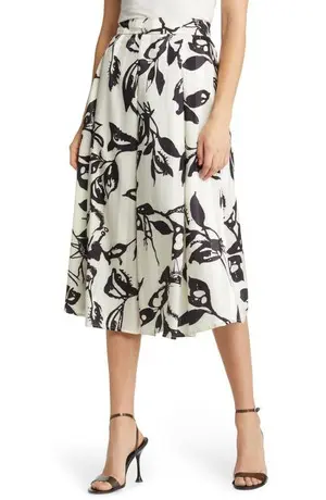 NIKKI LUND Ryan Floral Midi Skirt - White