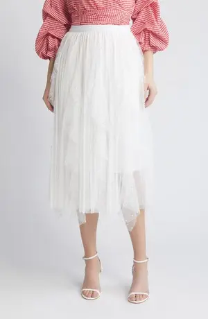 NIKKI LUND Wendy Beaded Tulle Skirt - White