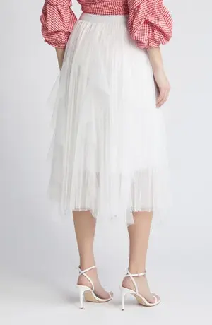NIKKI LUND Wendy Beaded Tulle Skirt - White