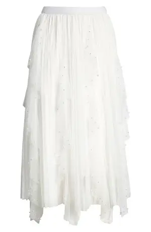 NIKKI LUND Wendy Beaded Tulle Skirt - White