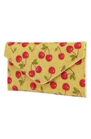 Nina Cherry Print Crystal Envelope Clutch
