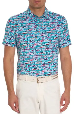 Robert Graham Auto Expo Short Sleeve Performance Golf Polo Jade Green