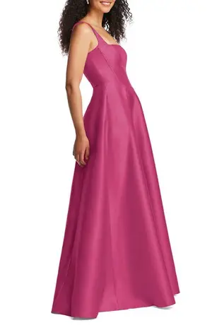 Alfred Sung Corset Satin Gown - Tea Rose