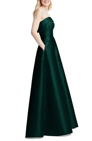Alfred Sung Strapless Satin Gown