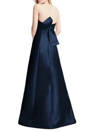 Alfred Sung Strapless Satin A-line Gown - Midnight