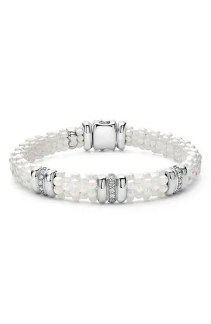 Lagos Caviar Diamond Station Bracelet - White