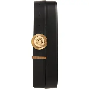 Versace Biggie Medusa Leather Belt - Black/versace Gold