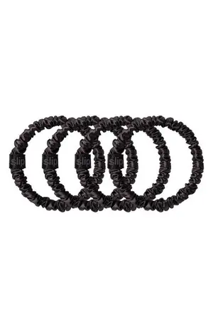 Slip Pure Silk 4-pack Skinny Scrunchies - Black