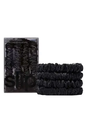 Slip Pure Silk 4-pack Skinny Scrunchies - Black