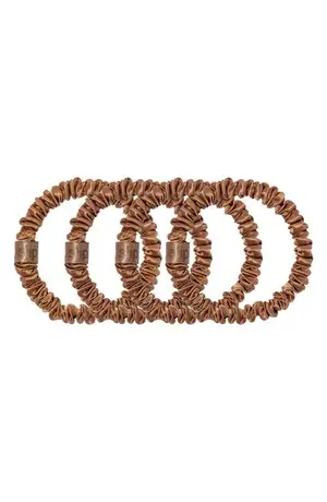 Slip Slip Pure Silk 4-pack Skinny Scrunchies Copper