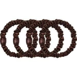 Slip Pure Silk 4-pack Skinny Scrunchies - Dark Brown