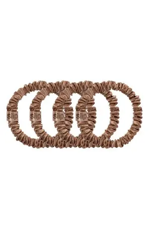 Slip Pure Silk 4-pack Skinny Scrunchies - Light Brown
