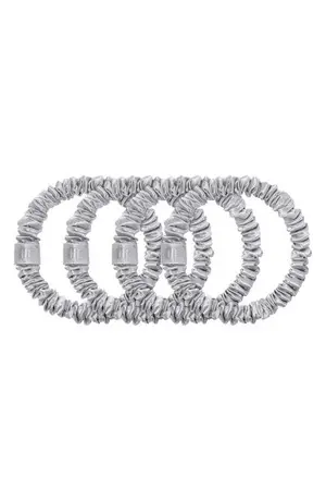 Slip Pure Silk 4-pack Skinny Scrunchies - Silver