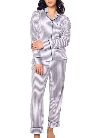 PETITE PLUME Luxe Pima Cotton Pajamas - Navy Stripe