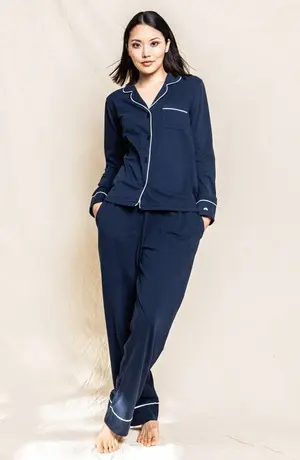 PETITE PLUME Luxe Pima Cotton Pajamas - Navy