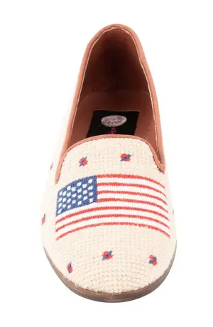 BYPAIGE Needlepoint American Flag Loafer - Tan
