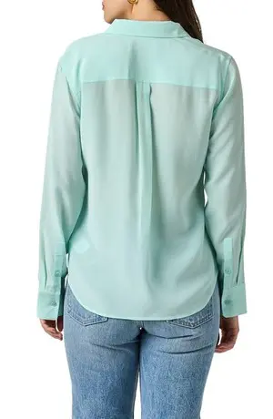 Equipment Signature Slim Fit Silk Shirt - Blue Light