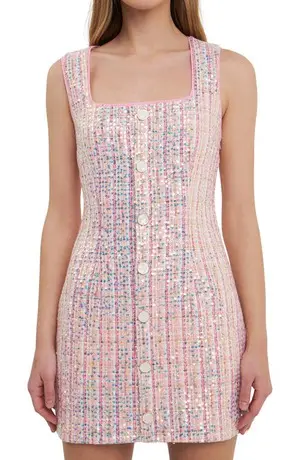 Endless Rose Sequin Tweed Mini Sheath Dress