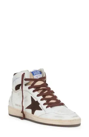 GOLDEN GOOSE Sky-star High Top Sneaker White/beige/chocolate Brown