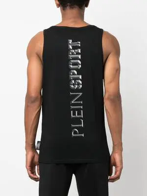 PLEIN SPORT Tiger-print Cotton Tank Top - Black