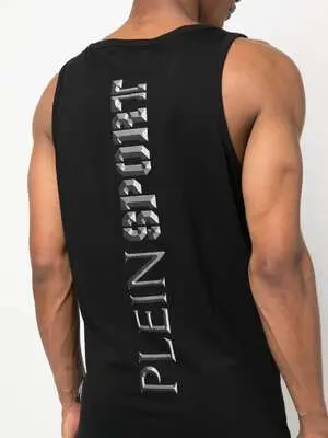 PLEIN SPORT Tiger-print Cotton Tank Top - Black