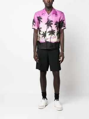 Palm Angels Palm Tree-print Silk Shirt - Purple