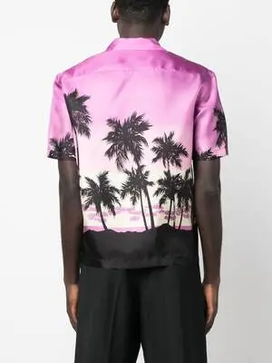 Palm Angels Palm Tree-print Silk Shirt - Purple