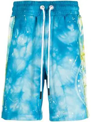 Palm Angels Tie Dye-print Cotton Track Shorts - Blue