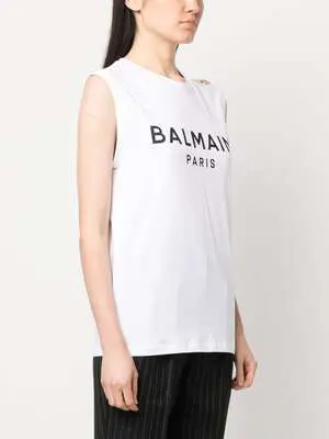 Balmain Logo-print Tank Top - White
