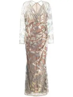 Talbot Runhof V-neck Floor-length Gown