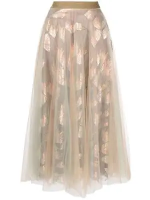 Talbot Runhof Tulle-overlay Midi Skirt