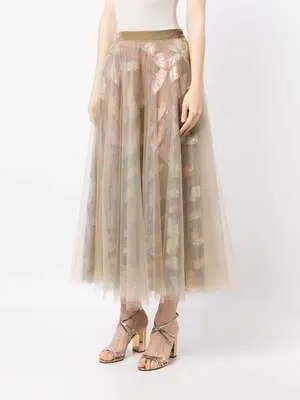 Talbot Runhof Tulle-overlay Midi Skirt