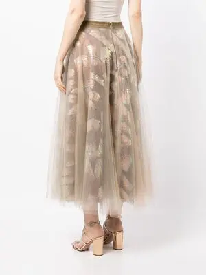 Talbot Runhof Tulle-overlay Midi Skirt