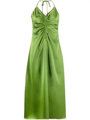 Sandro Ruched Satin Midi Dress