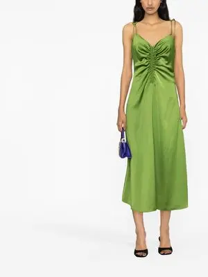 Sandro Ruched Satin Midi Dress