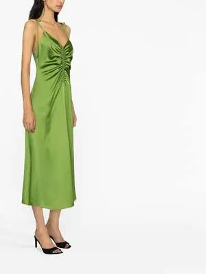 Sandro Ruched Satin Midi Dress