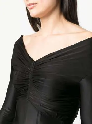Rabanne Ruched Off-shoulder Flared Top