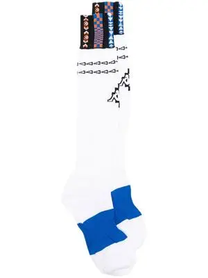 COUNTY OF MILAN Logo-intarsia Ankle Socks - White