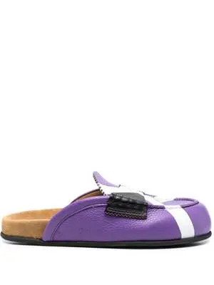 COLLEGE Cross-print Color-block Mules