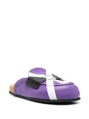 COLLEGE Cross-print Color-block Mules
