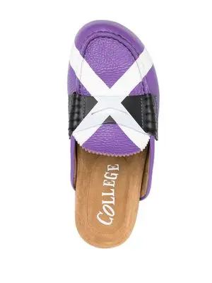 COLLEGE Cross-print Color-block Mules